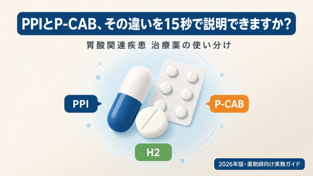 【比較表あり】PPI・P-CAB・H2ブロッカーの使い分け｜胃酸関連疾患治療薬の薬剤師向け実務ガイド【2026年版】 | 薬の知識と薬剤師 ...